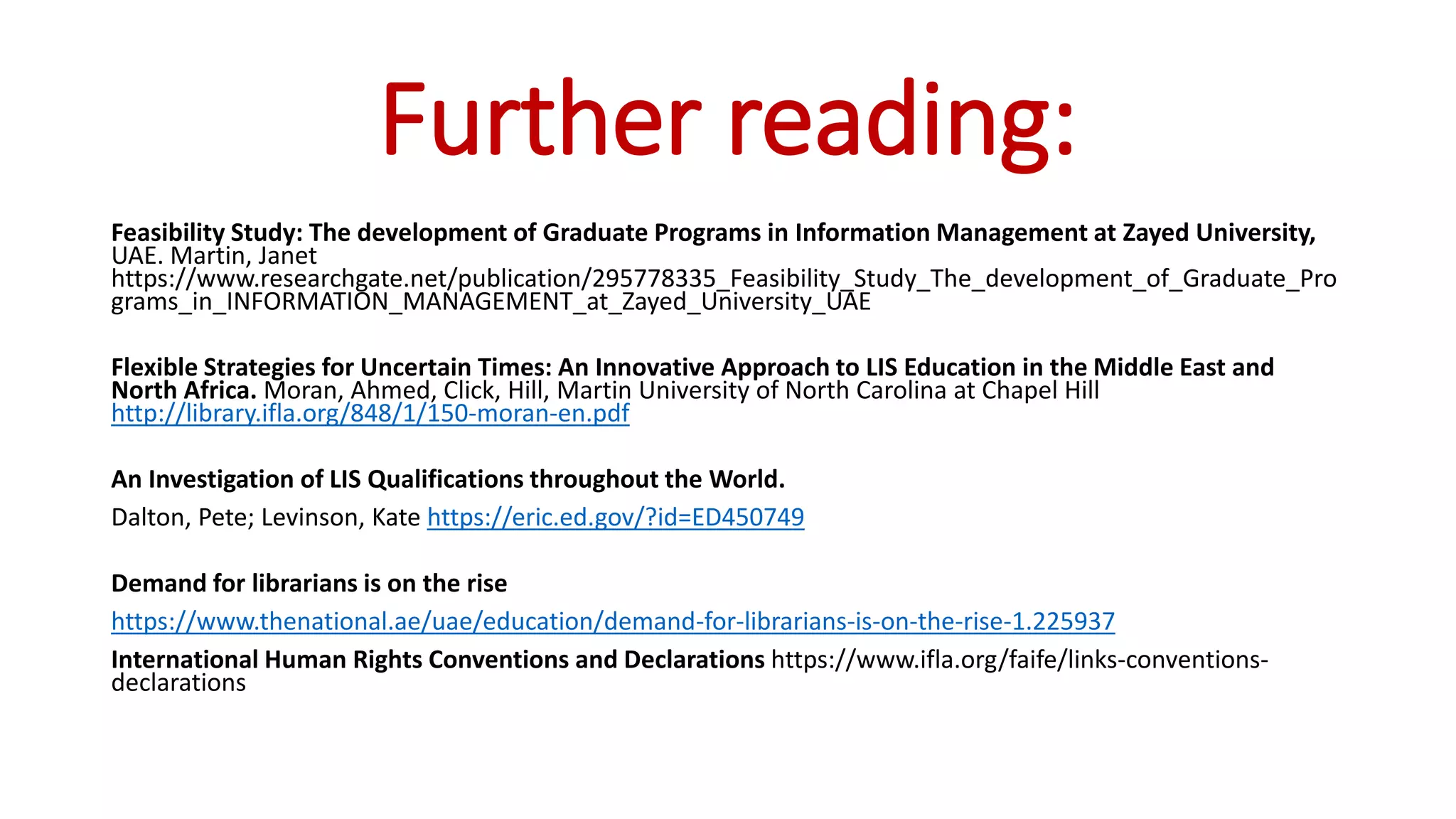 Library Science education in the UAE presentation Information Literacy ...