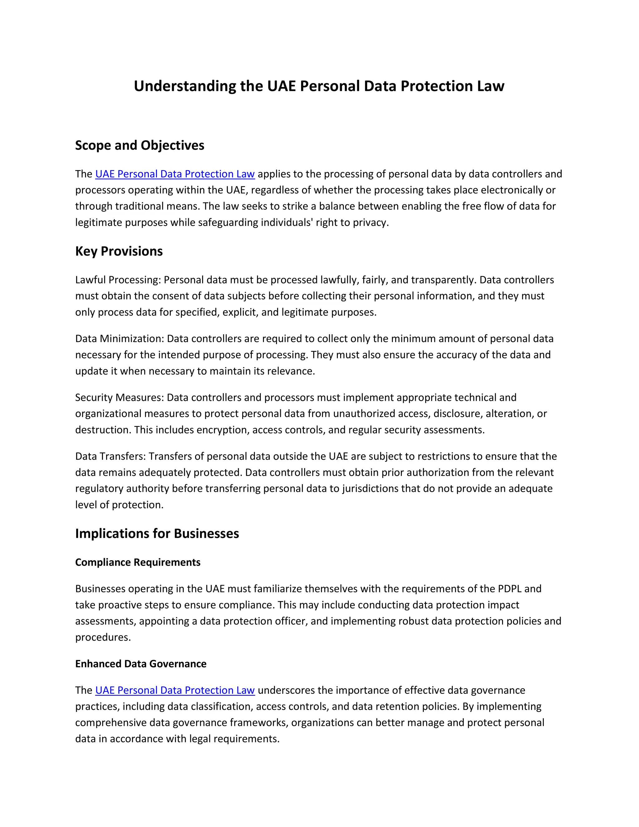 Understanding the UAE Personal Data Protection Law | PDF