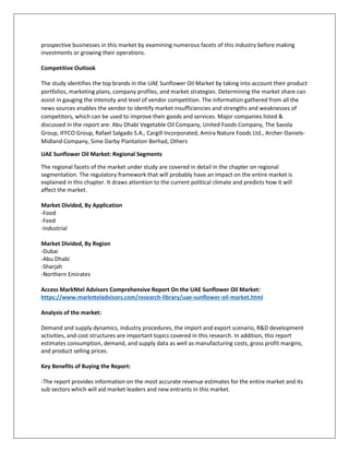 UAE Sunflower Oil Market Share, Demand and Forecast