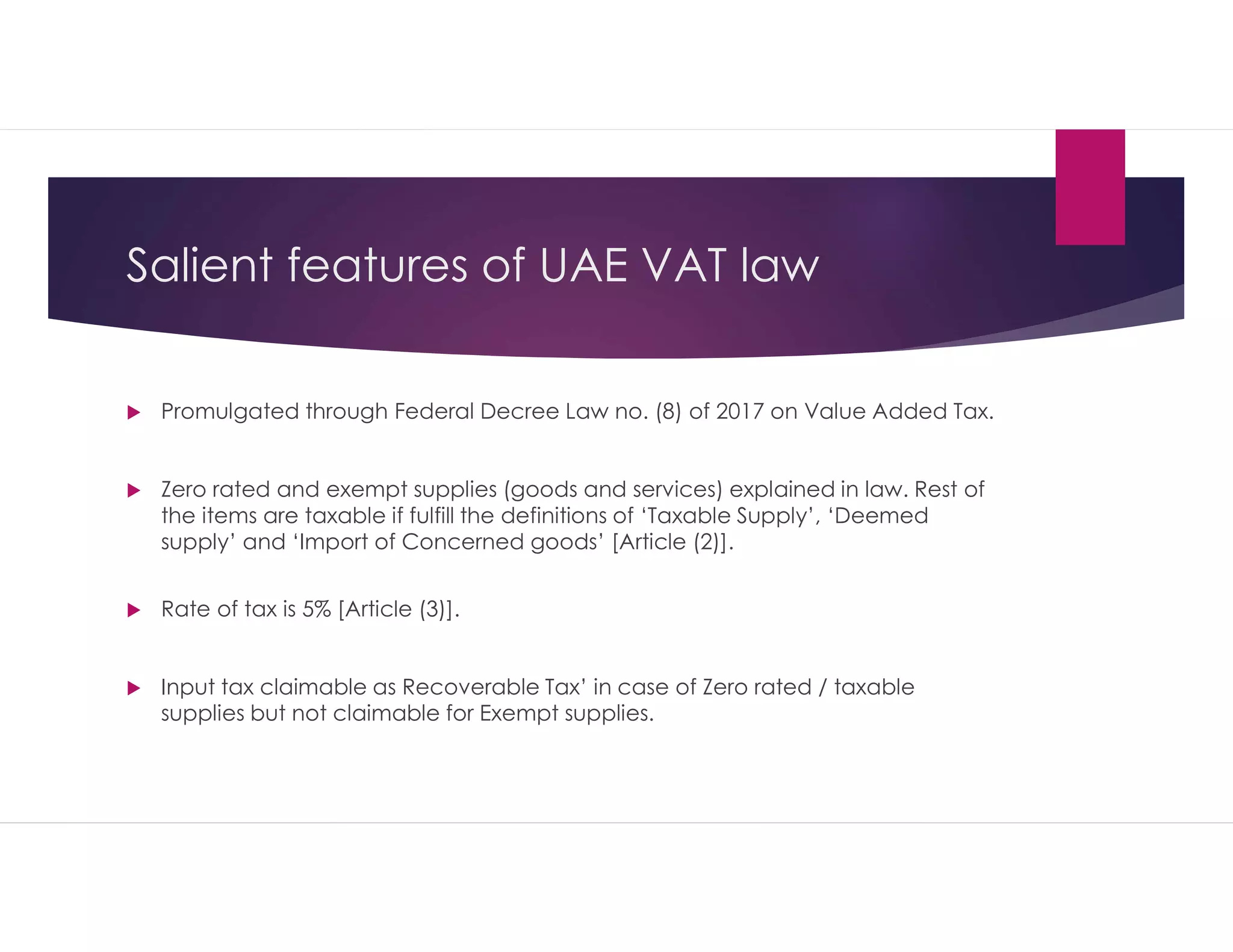 UAE VAT law & Real Estate Sector | PDF