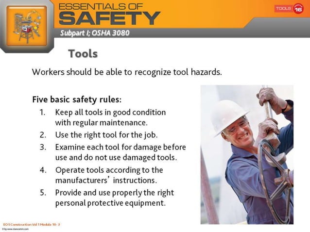 OSHA Hand and Power Tools Safety Presentation | PPT