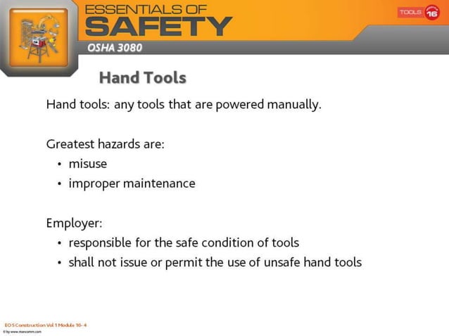 OSHA Hand and Power Tools Safety Presentation | PPT