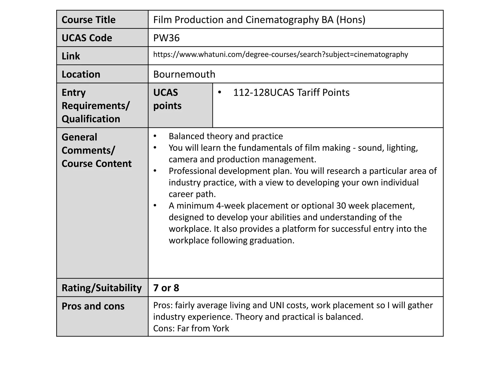 UAL UCAS Pro Forma | PPTX