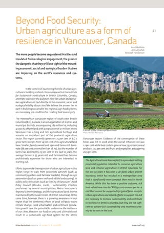Beyond Food Security: Urban Agriculture as a Form of Resilience | PDF