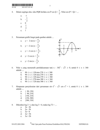 UAN SMA MAT 2003/2004 P10 | PDF