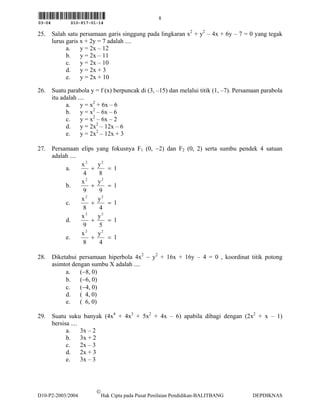 UAN SMA MAT 2003/2004 P10 | PDF