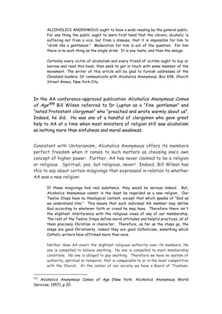UNITARIANISM AND ALCOHOLICS ANONYMOUS | PDF