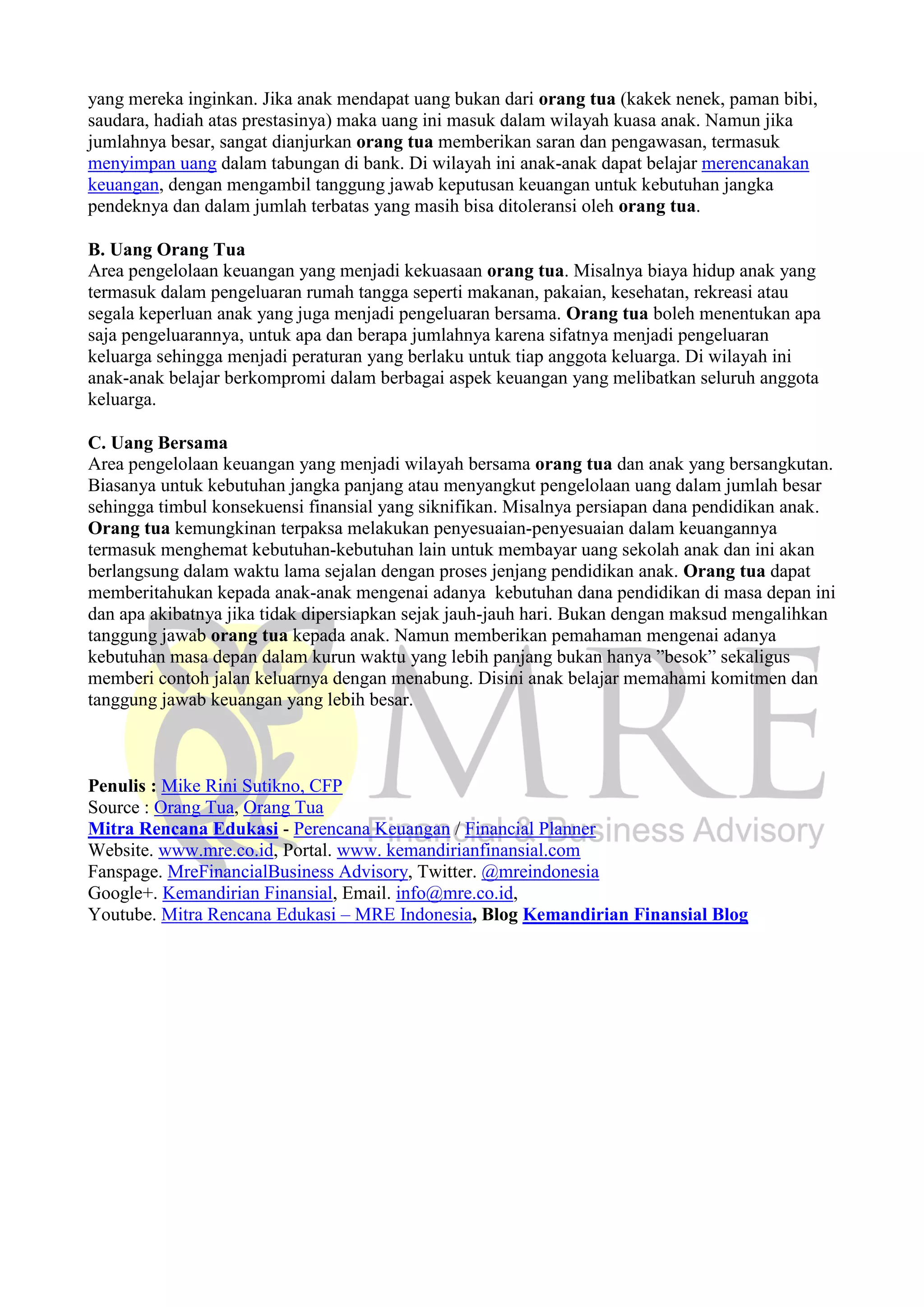 Uang anak vs orang tua | PDF