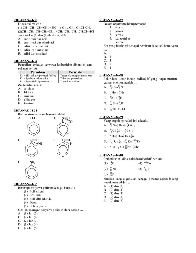 Uan kimia sma 1994 | PDF