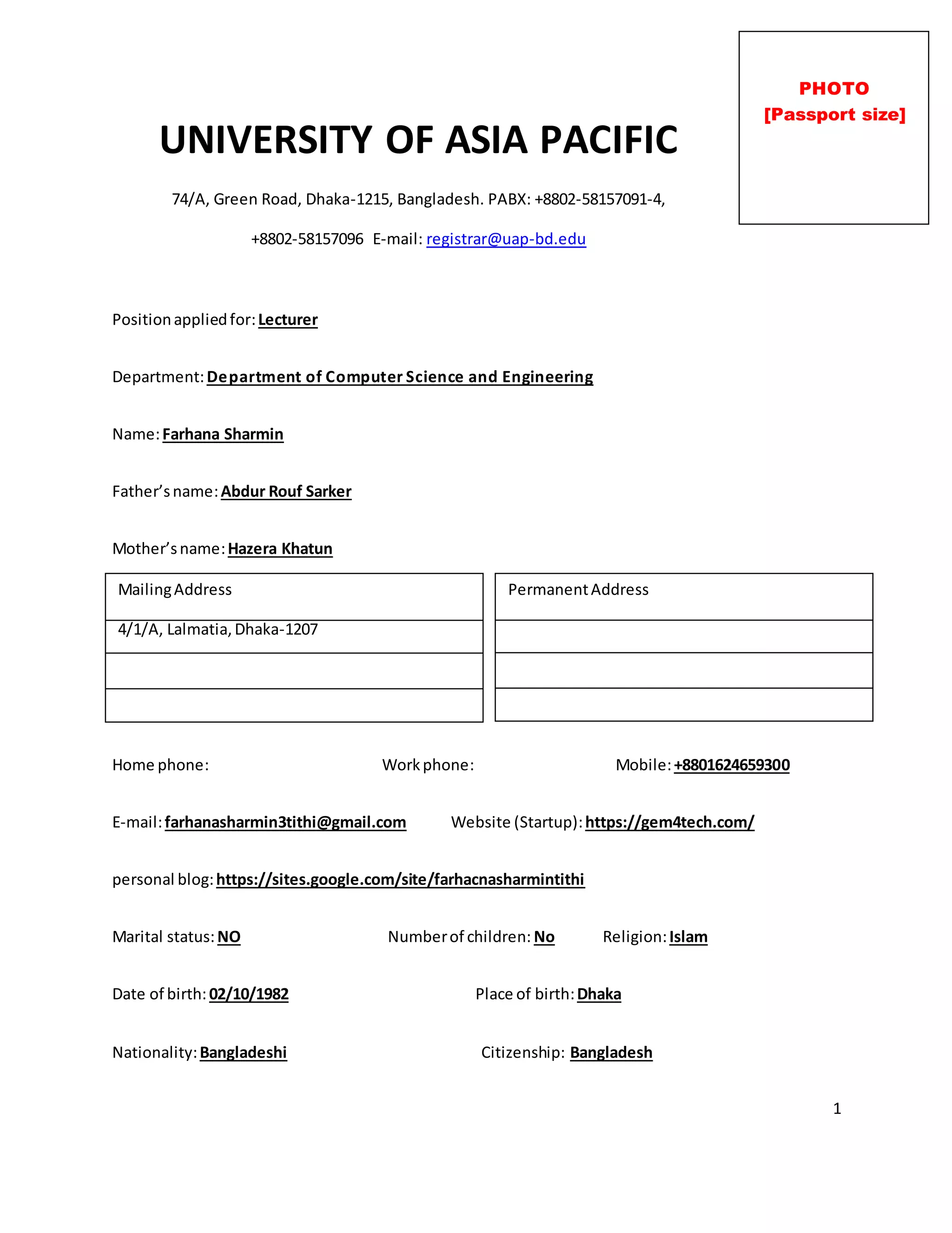 UAP-CV-format farhana sharmin.doc