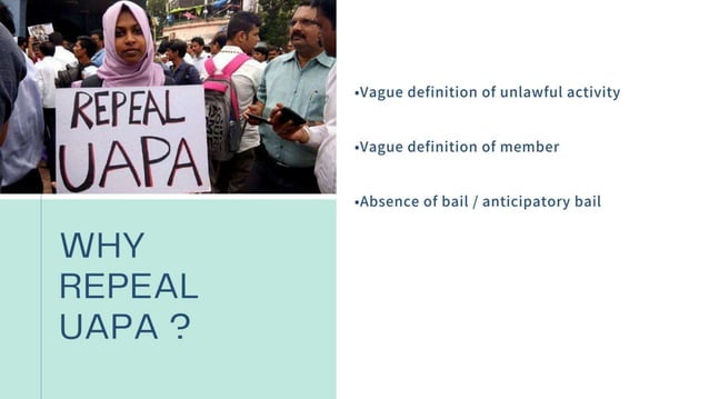 UAPA- Unlawful Activities Prevention Act | PPTX | Crime & Harmful Acts ...