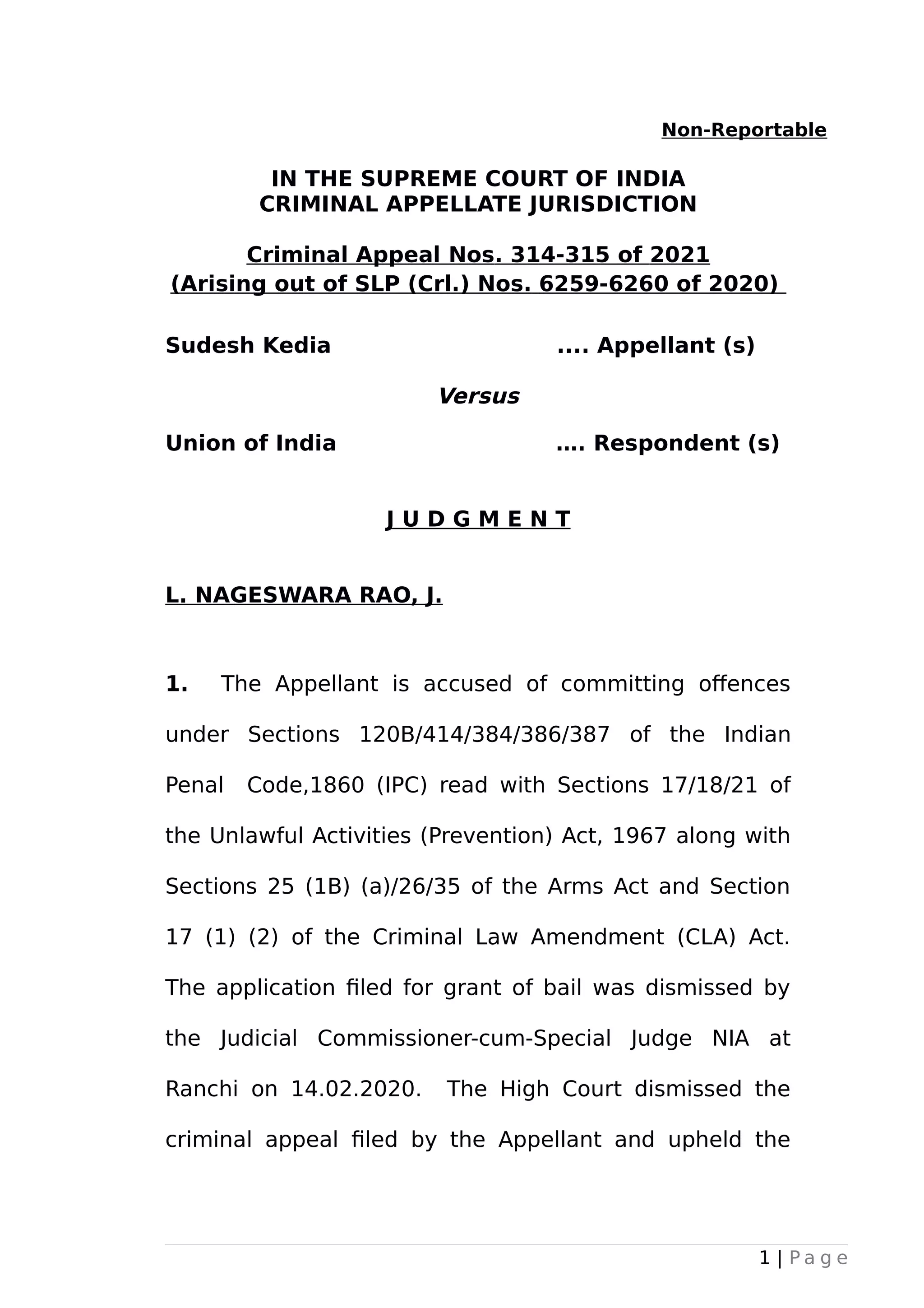 Uapa bail sc judgement 09-apr-2021 | PDF