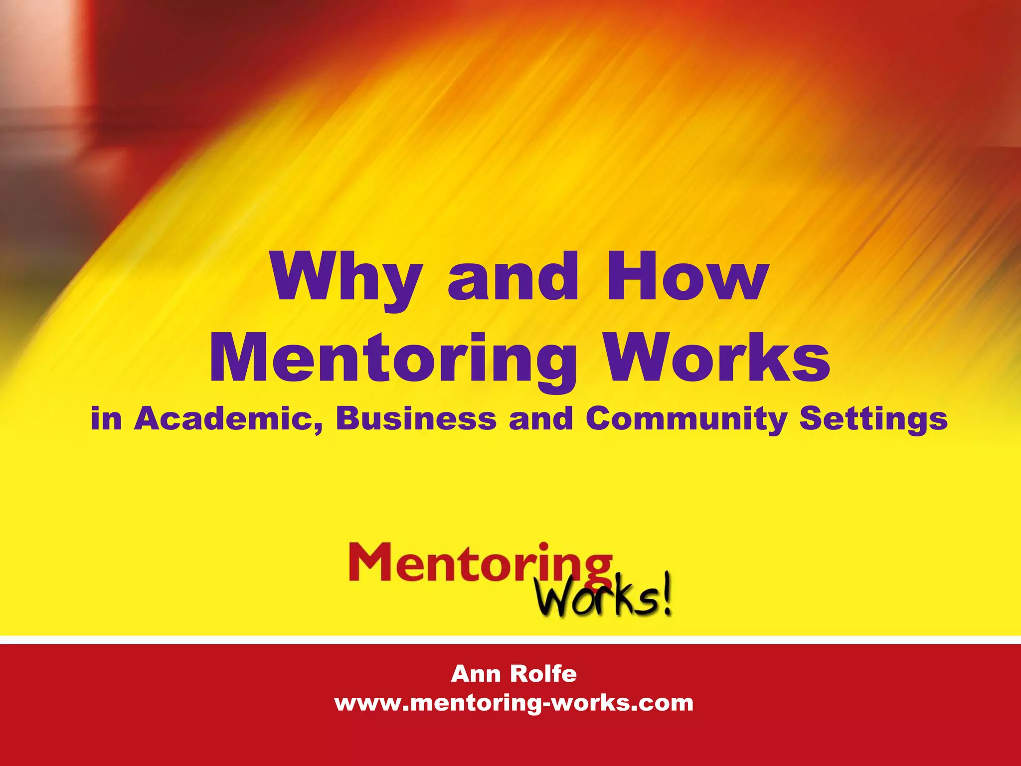 Why and How Mentoring Works | PPT