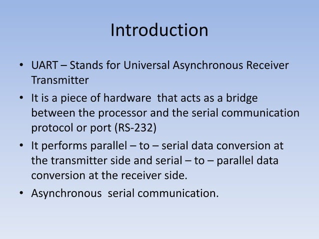 UART(universal asynchronous receiver transmitter ) PPT | PPTX