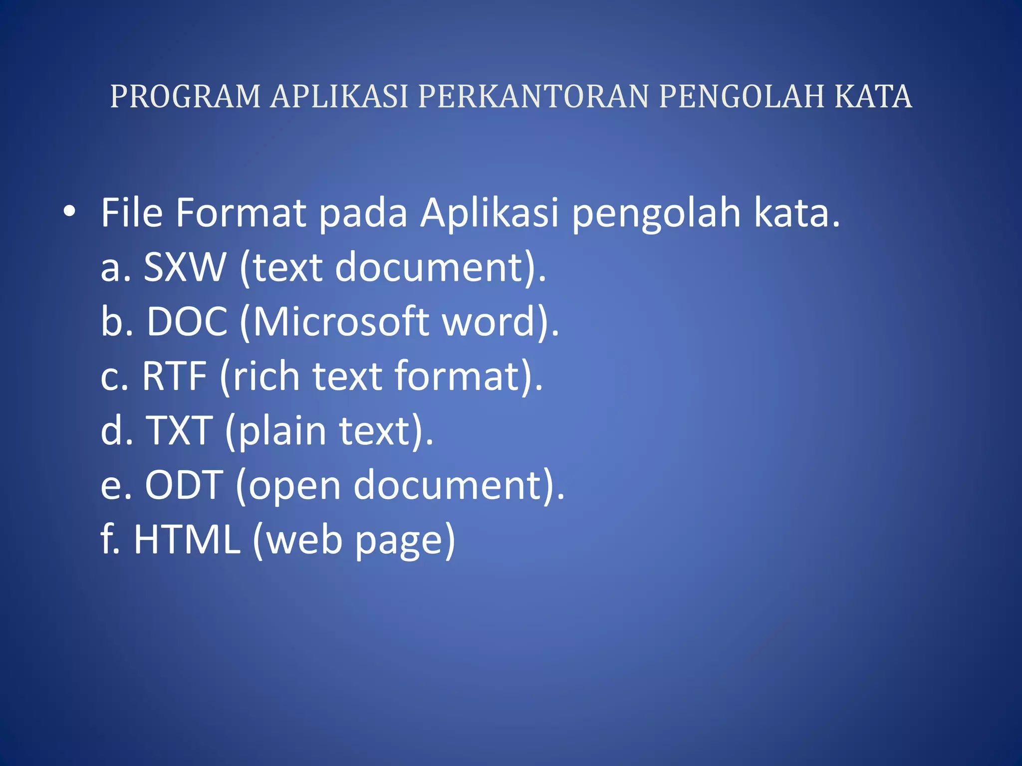 Uas. program aplikasi perkantoran pengolah data | PPTX