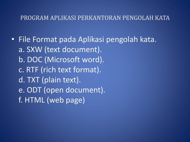 Uas. program aplikasi perkantoran pengolah data | PPTX