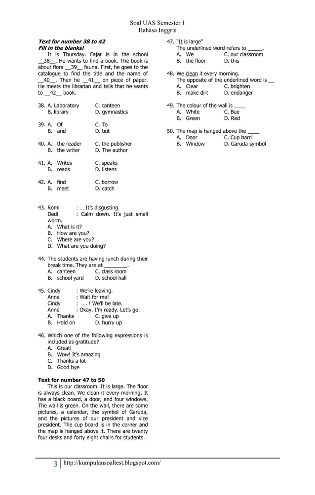 Uas ganjil-bahasa-inggris-kelas-7 a | PDF