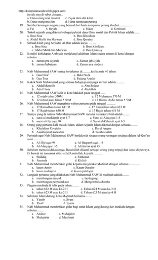 Soal SKI Kelas VII Semester 2 | PDF