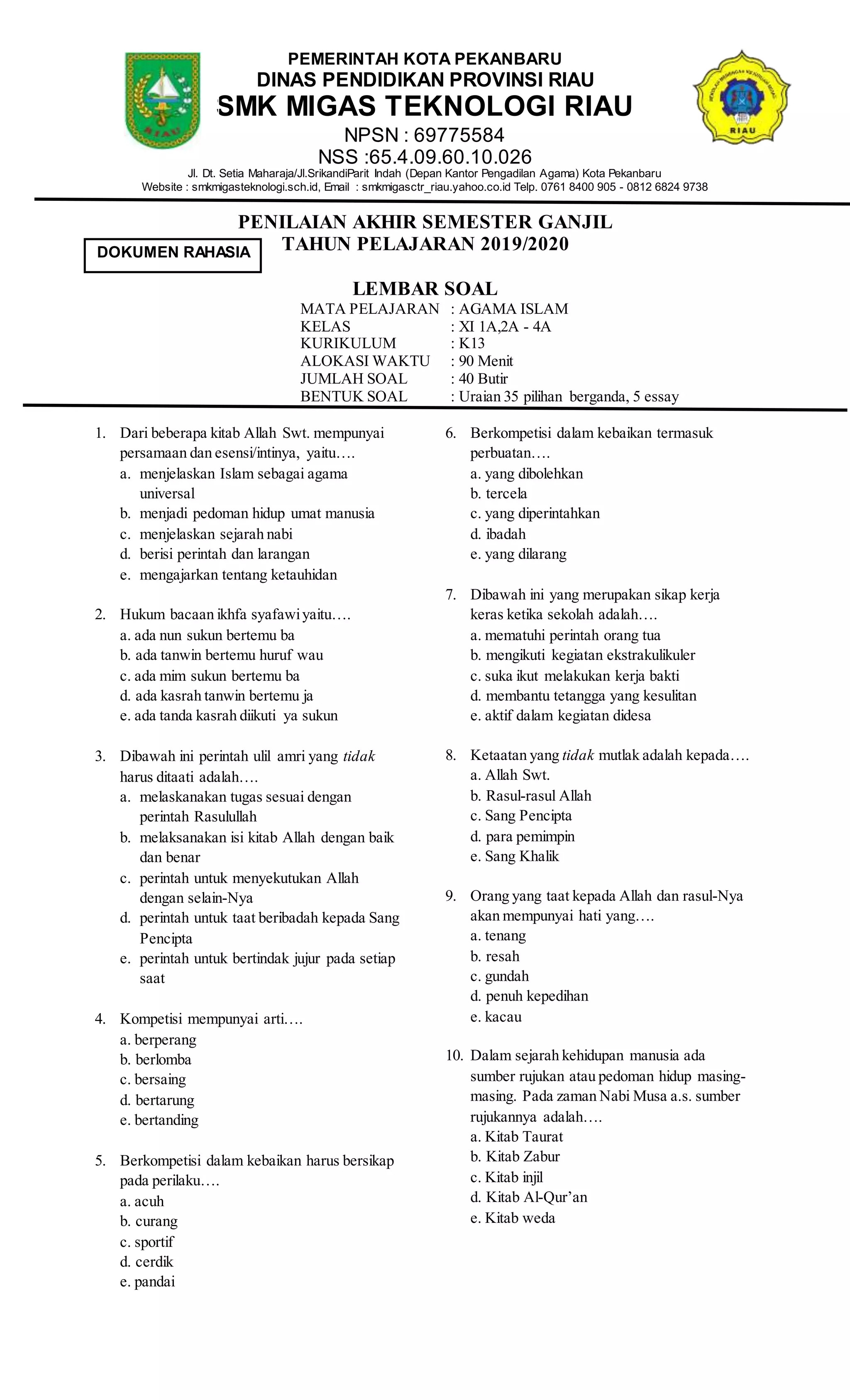 Uas agama islam | PDF