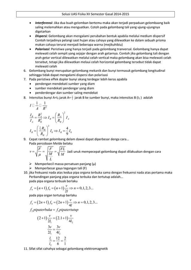 Uas gasal fis xii 2014 2015 | PDF