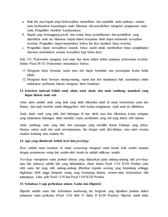 Pertanyaan dan Jawaban seputar Hukum Perdata | DOCX