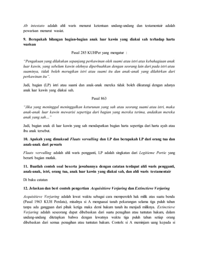 Pertanyaan dan Jawaban seputar Hukum Perdata | DOCX