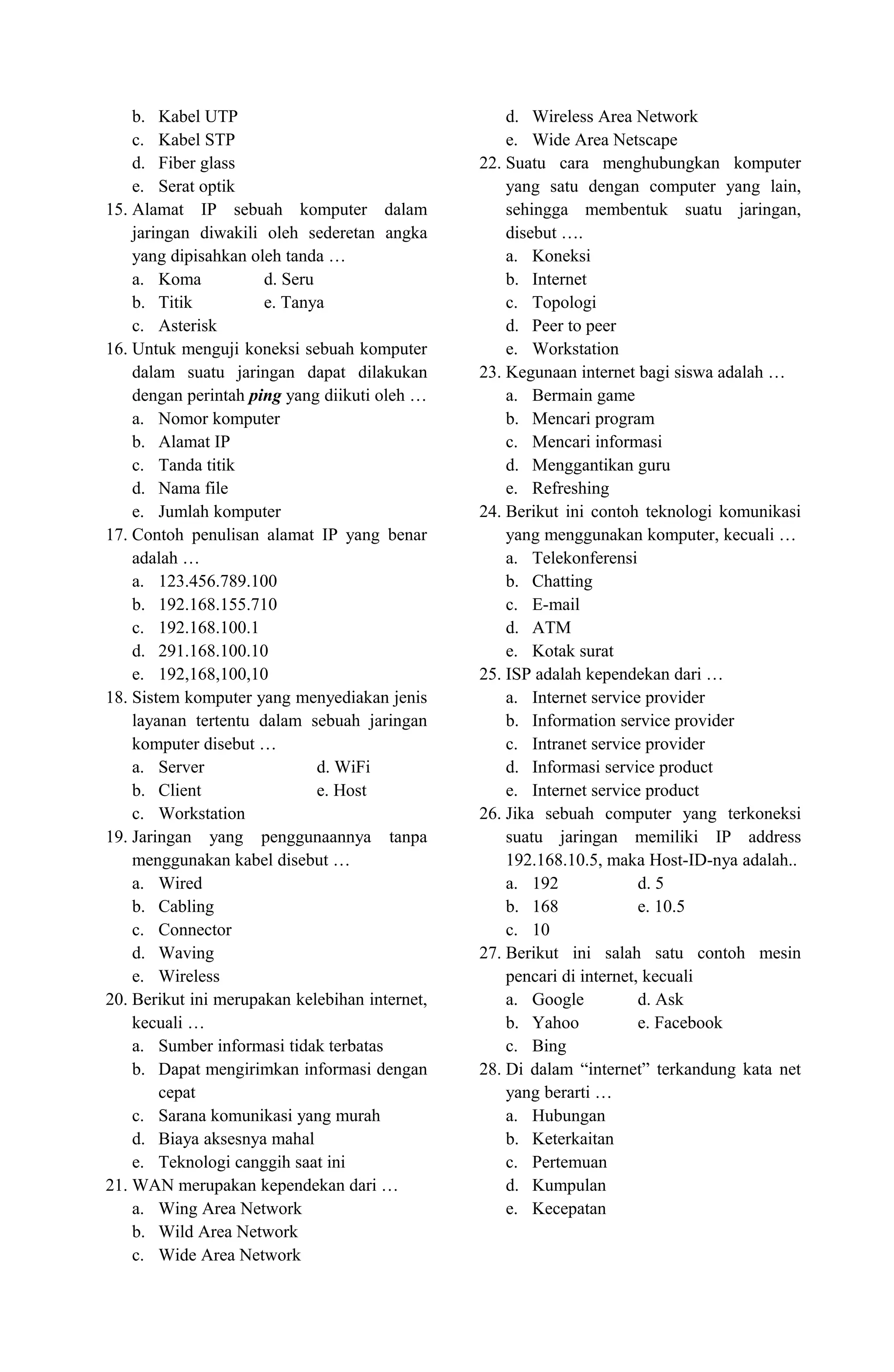 Contoh Soal UAS KKPI SMK | DOC