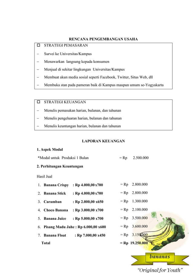 Proposal Bussines Plan Bananas | PDF