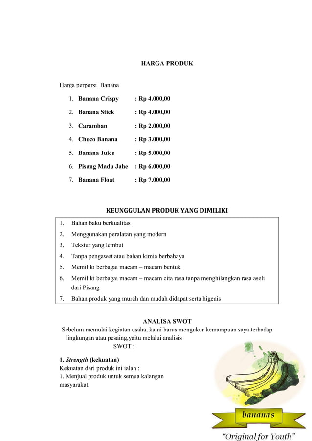 Proposal Bussines Plan Bananas | PDF