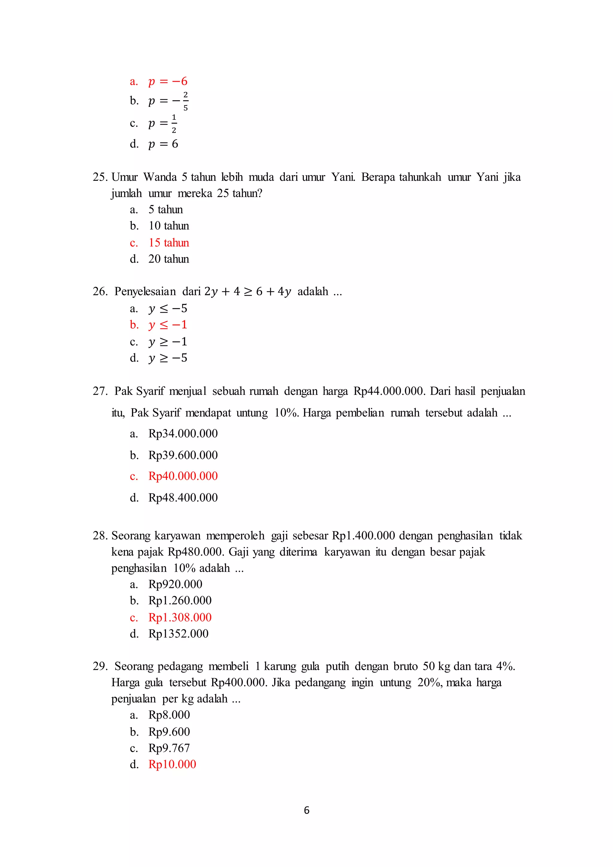 Uas matematika kelas 8 bhanu | DOCX