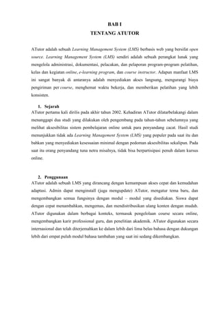 ANALISIS TERHADAP APLIKASI ATUTOR LEARNING MANAGEMENT SYSTEM | PDF