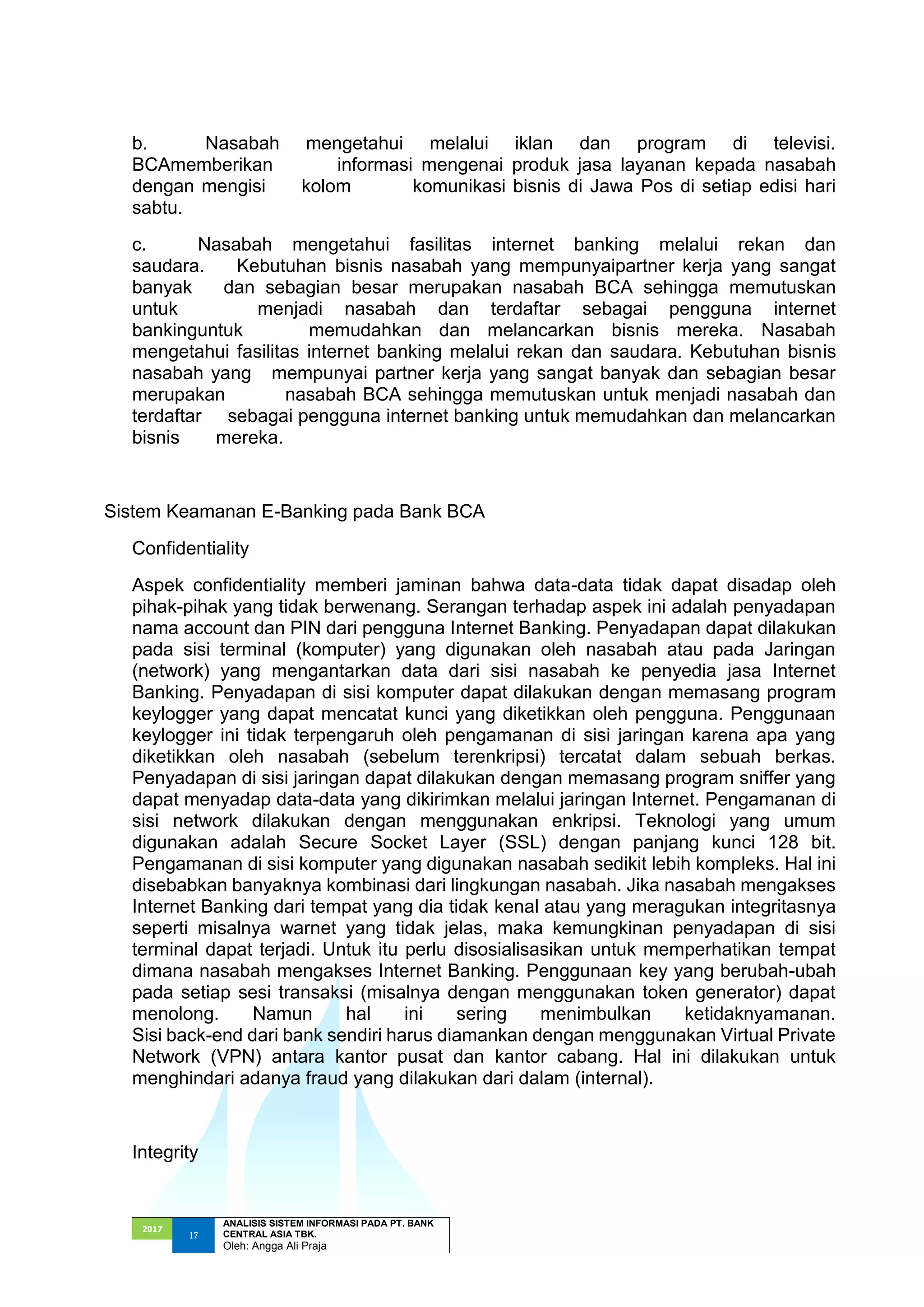 UAS SIM, Angga Ali Praja, Hapzi Ali, Analisis Sistem Informasi pada PT. BCA, Universitas Mercu ...