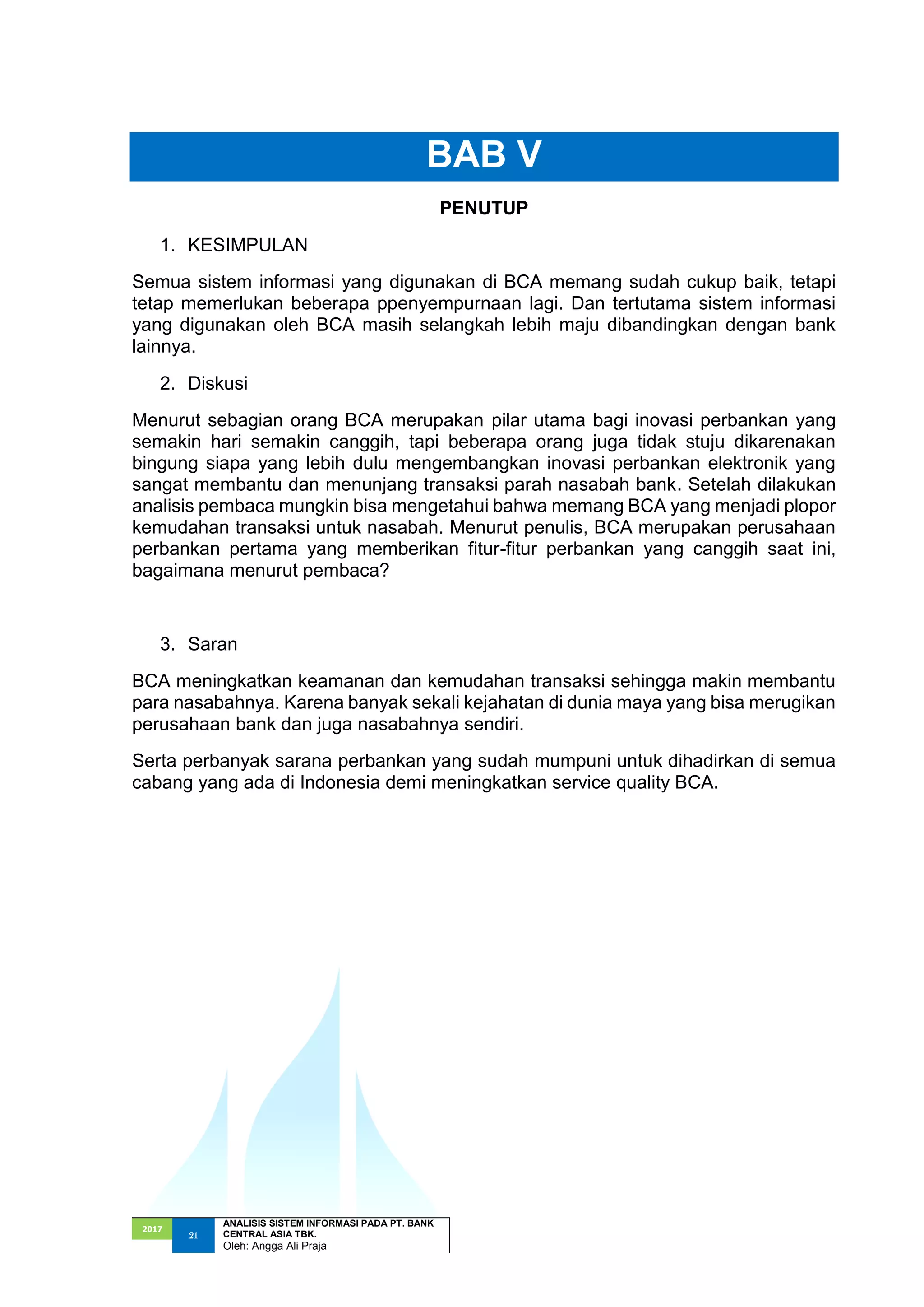 UAS SIM, Angga Ali Praja, Hapzi Ali, Analisis Sistem Informasi pada PT. BCA, Universitas Mercu ...