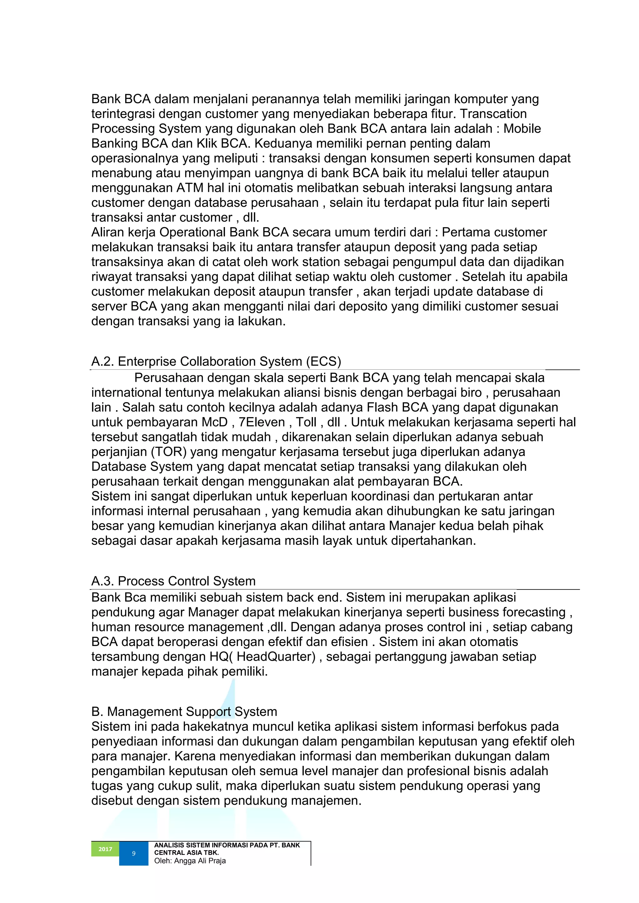UAS SIM, Angga Ali Praja, Hapzi Ali, Analisis Sistem Informasi pada PT. BCA, Universitas Mercu ...