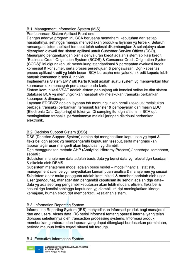 UAS SIM, Angga Ali Praja, Hapzi Ali, Analisis Sistem Informasi pada PT. BCA, Universitas Mercu ...