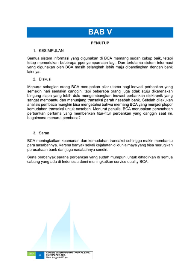 UAS SIM, Angga Ali Praja, Hapzi Ali, Analisis Sistem Informasi pada PT. BCA, Universitas Mercu ...