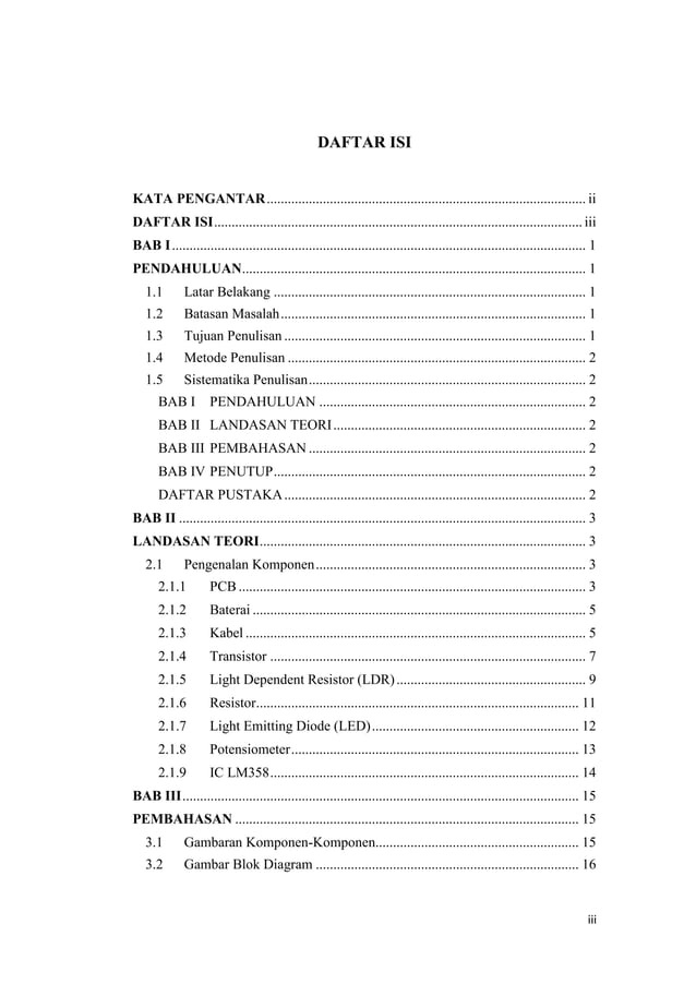Proposal Automatic Street Light Using LDR (Proposal Lampu Jalan ...