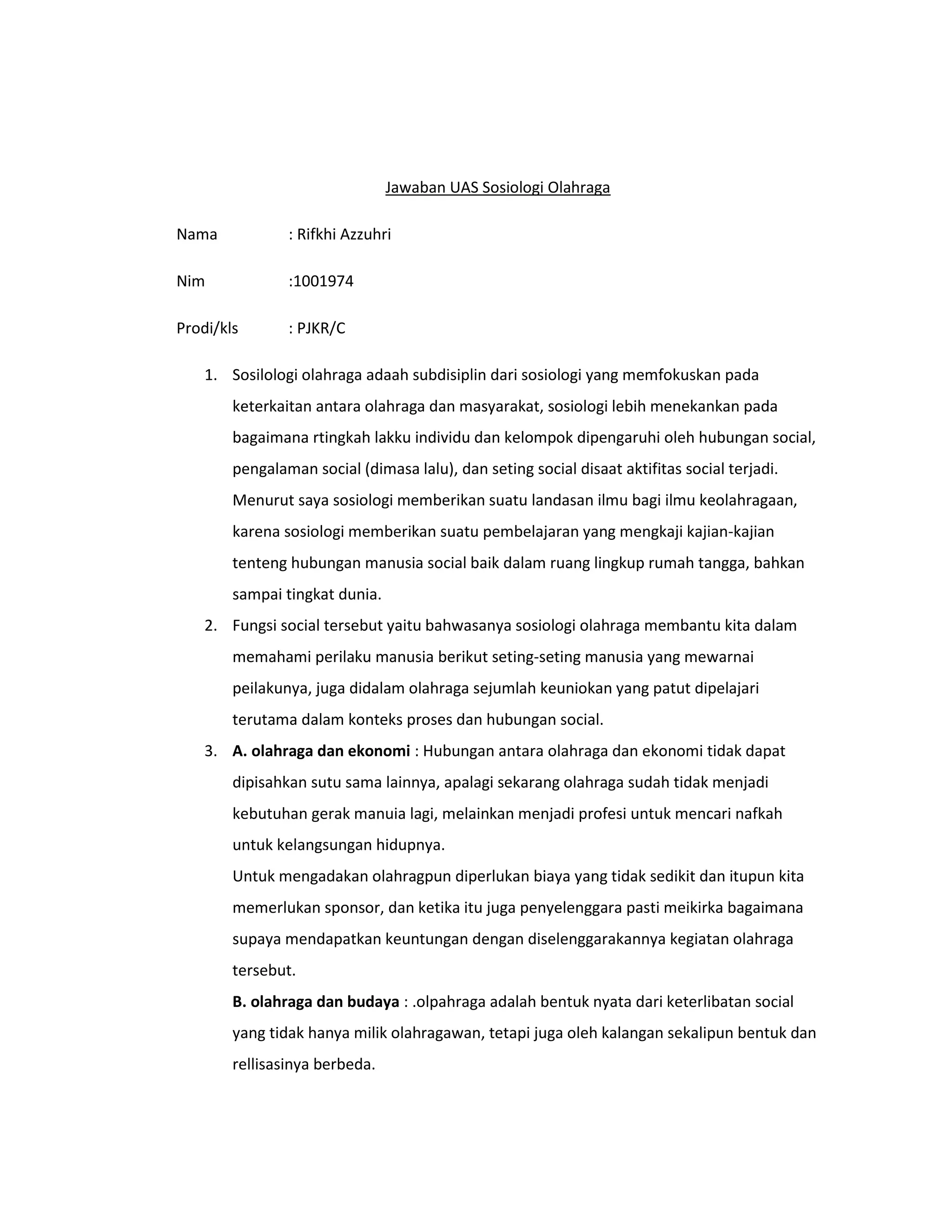 Uas sosiologi | DOCX