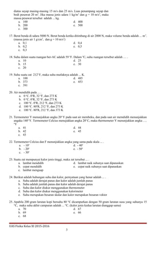 Soal UAS FIsika Kelas XI SMA/SMK Semester Gasal 2015/2016 | PDF