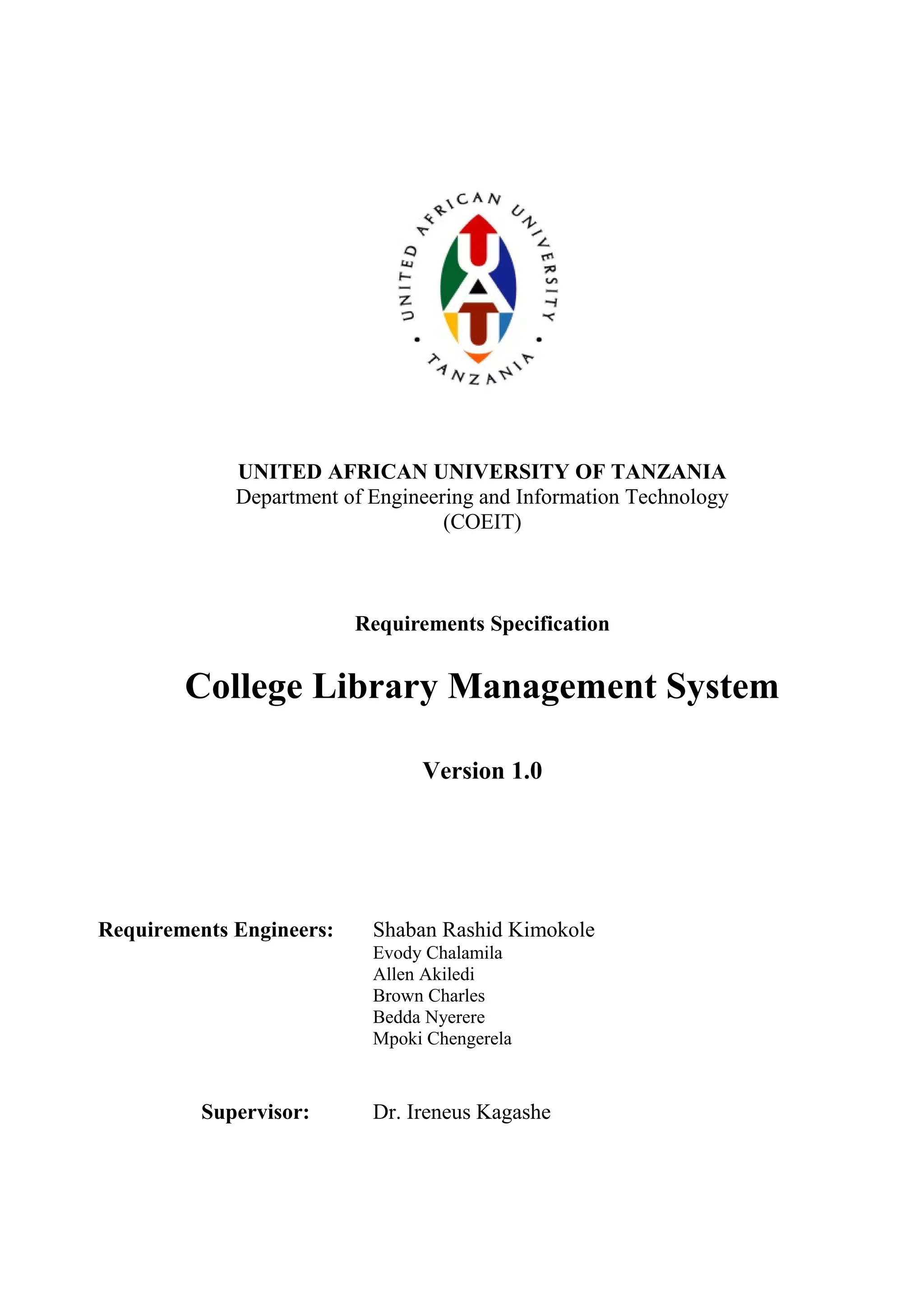 UAUT lLibrary SRS dDocument | DOC