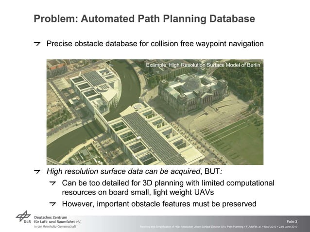 Meshing and Simplification of High Resolution Urban Surface Data for UAV Path Planning | PPT