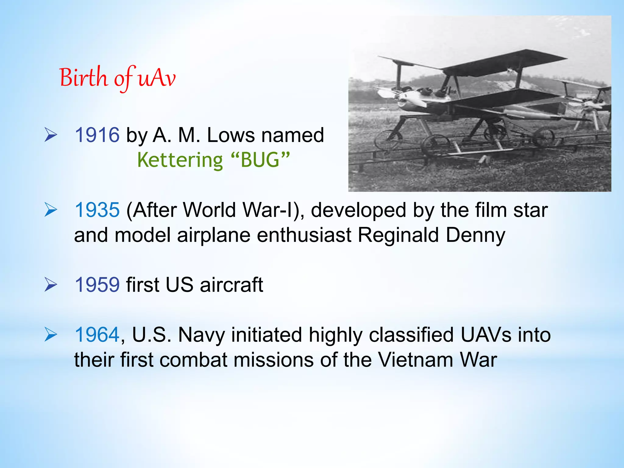 UAV(unmanned aerial vehicle) and its application | PPTX