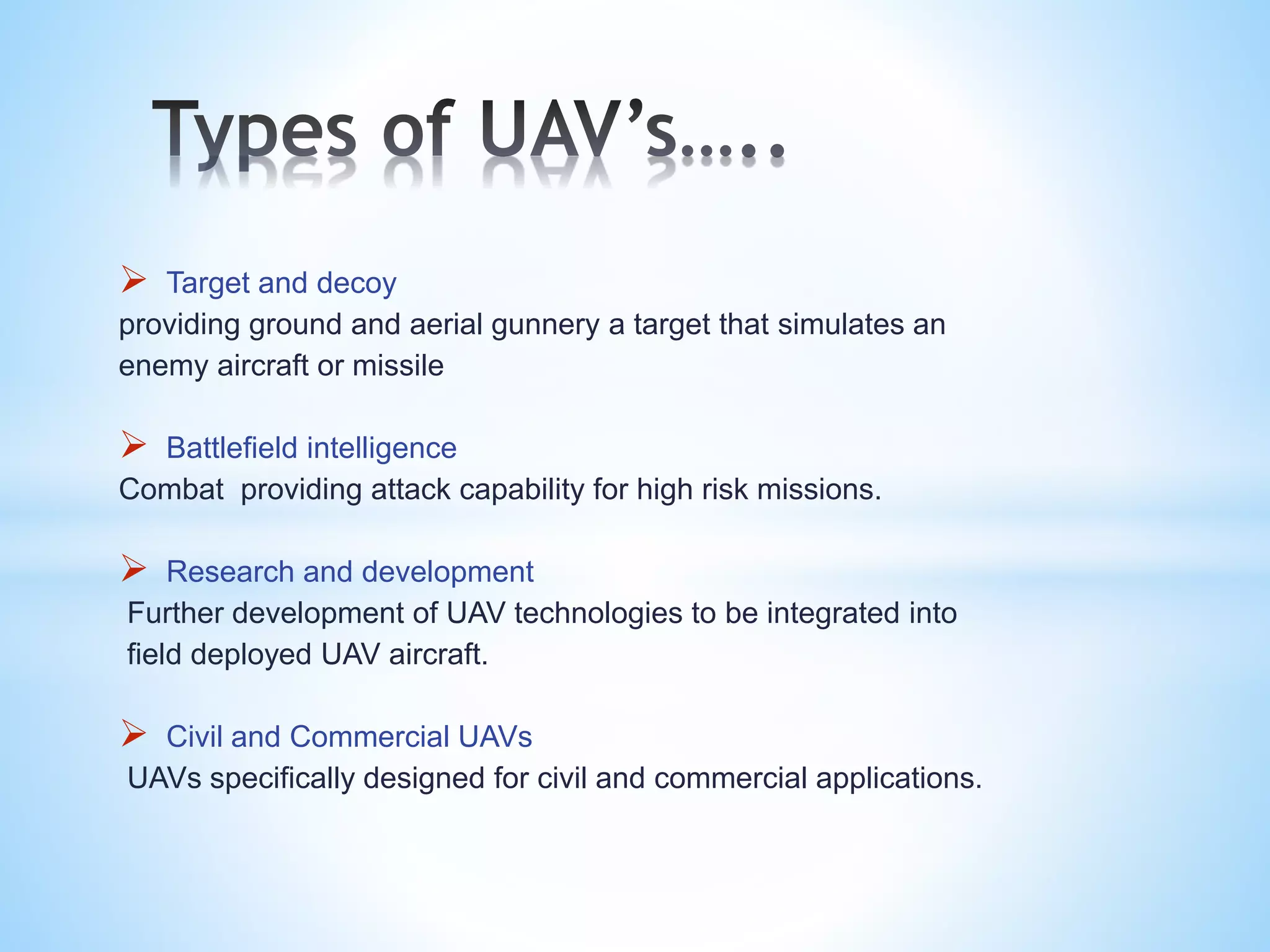 UAV(unmanned aerial vehicle) and its application | PPTX