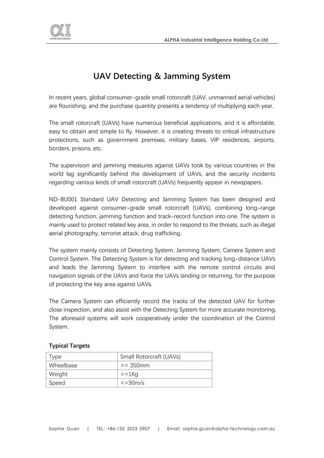 UAV detecting and jamming 2019 ALPHA | PDF