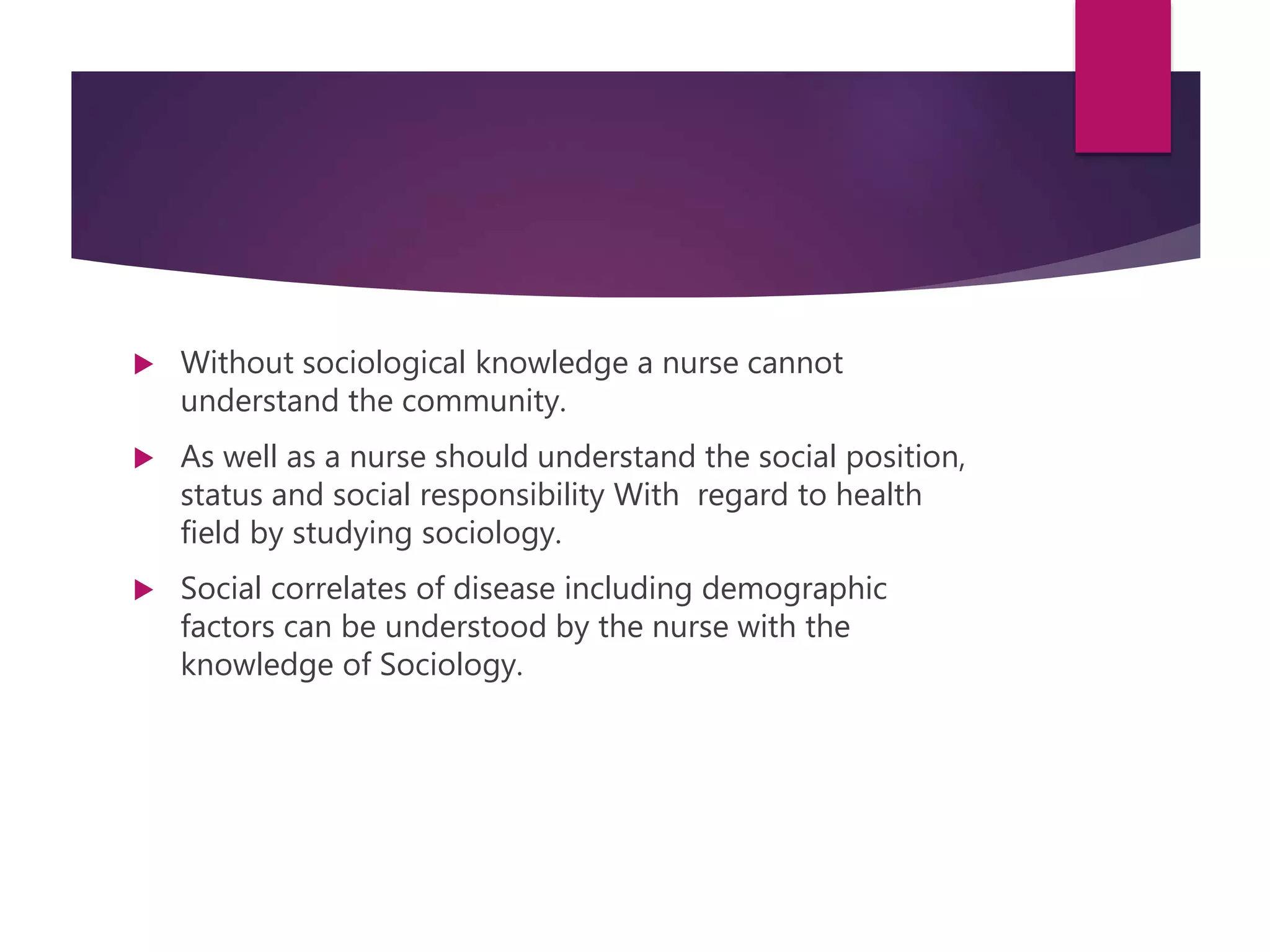 sociology and its importance and application in medical field | PPTX