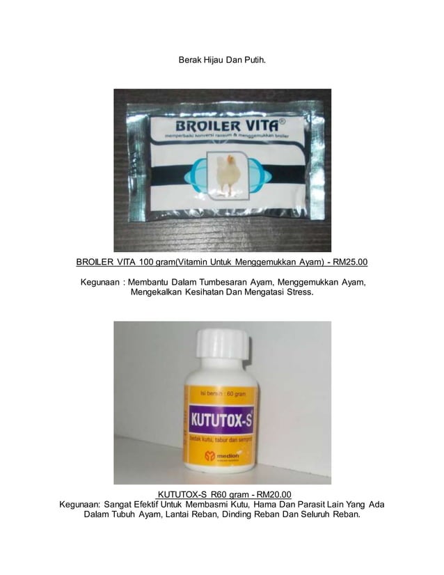 Ubat untuk penternak ayam kampung dll | PDF