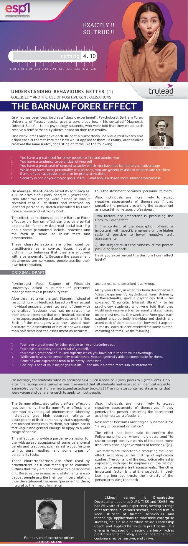 The Barnum Forer Effect | PDF