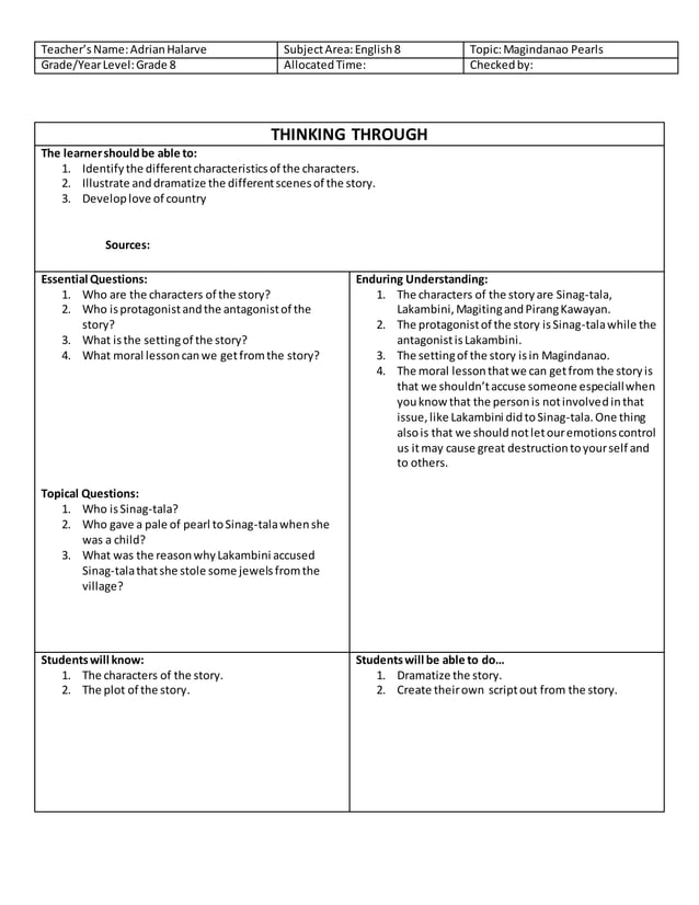 Ubd adrian lesson plan | DOCX | Education