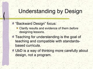 UBD and Virtual Project based learning | PPT