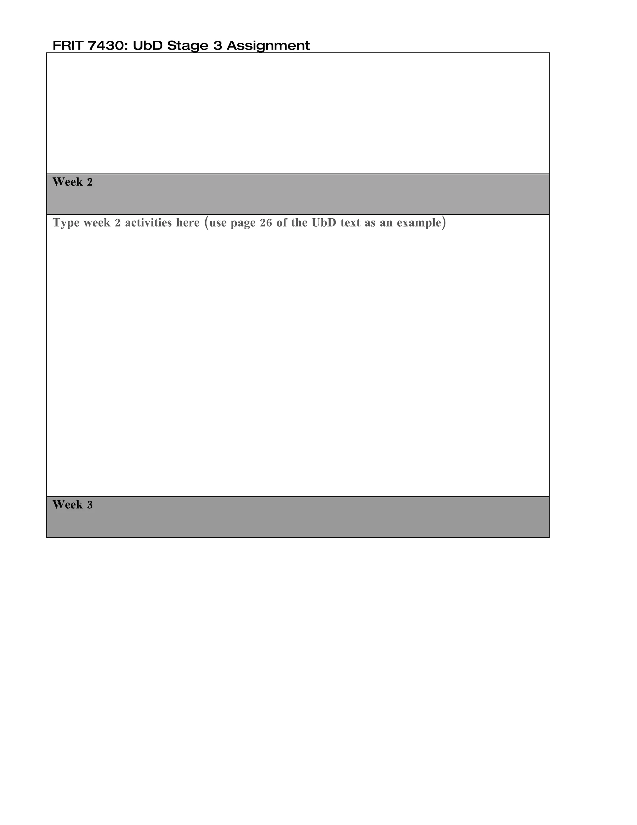 UbD stage 3 template | DOC